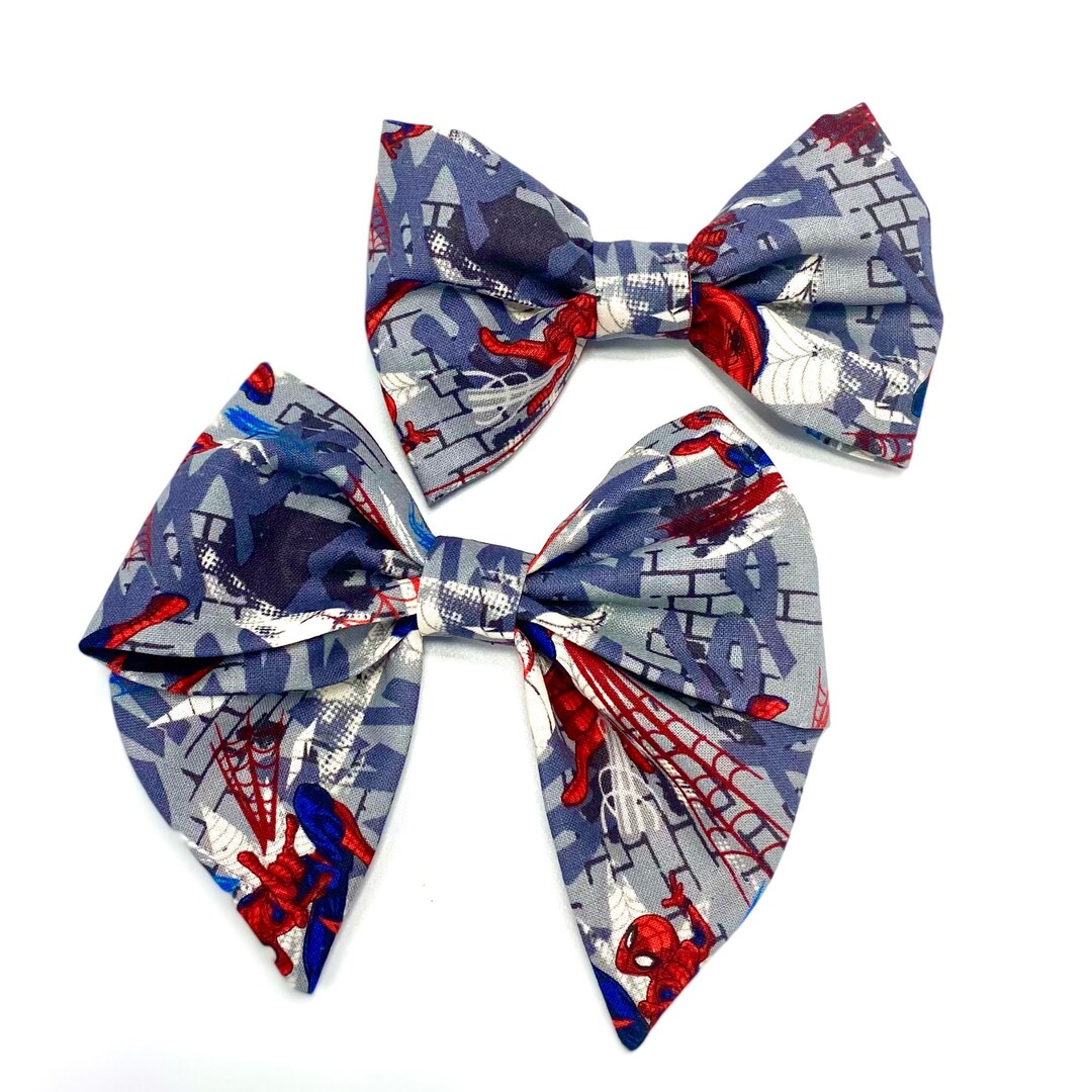 Girls Spiderman Hair Bow, Pinwheel Hair Bow, Girls Hair Clip, Spiderman ...