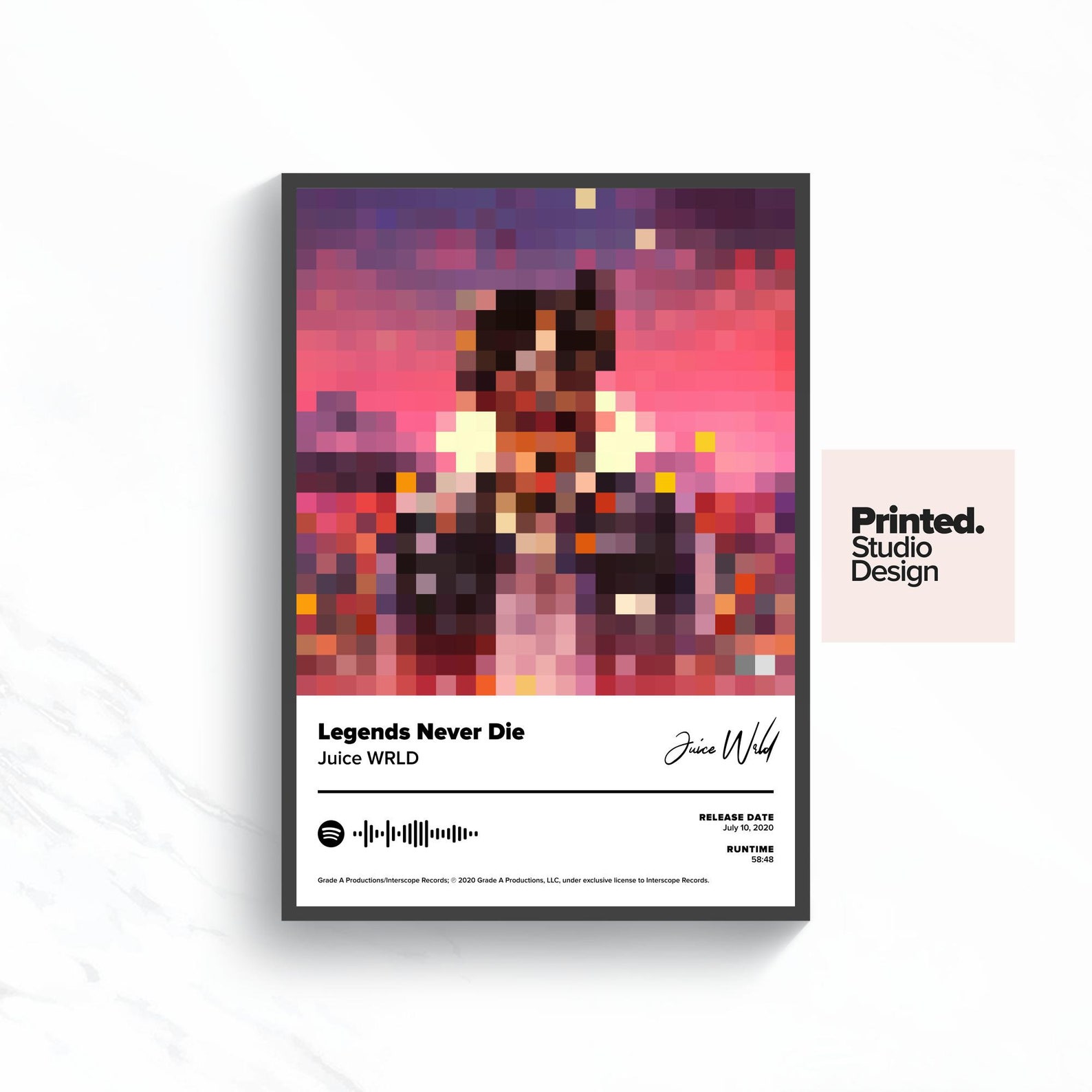Juice Wrld Polka Dot Pixel Art Poster Legends Never Die Etsy