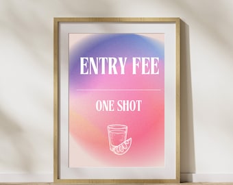 Entry Fee One Shot Neon Kiss Sign, Bachelorette Decoration Sign, Hen ...
