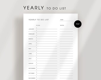 Yearly to Do List - Etsy