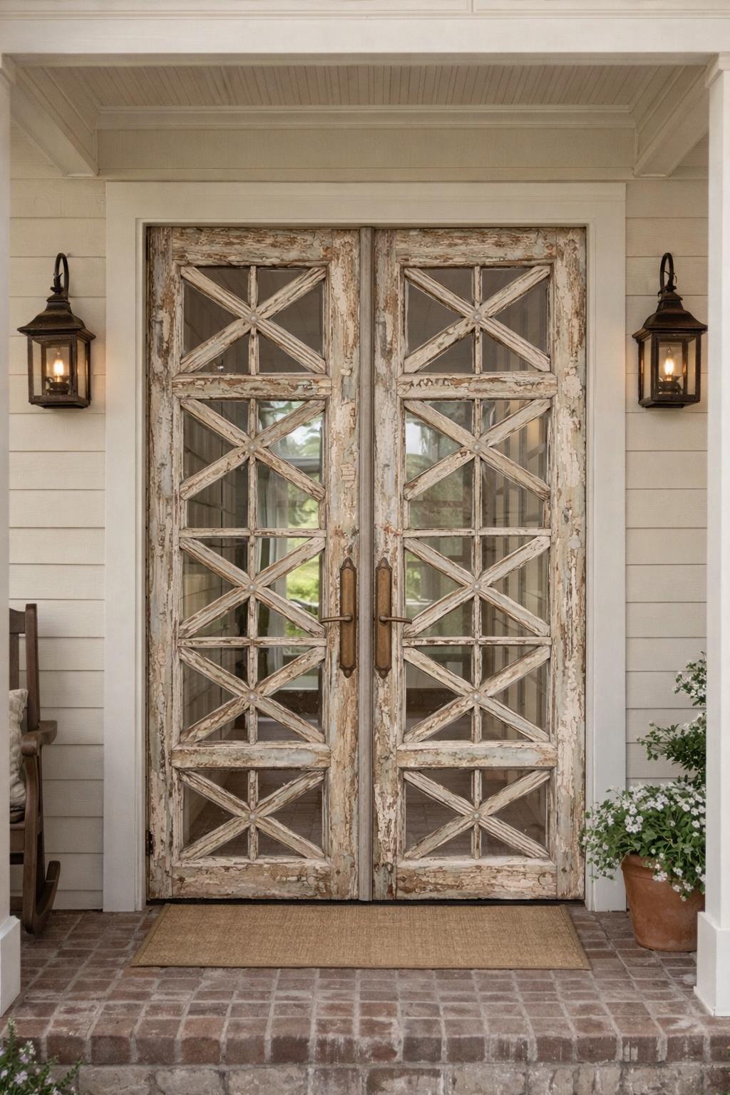 Handcrafted Antique Style Glass Lite Door: Custom Farmhouse Rustic ...