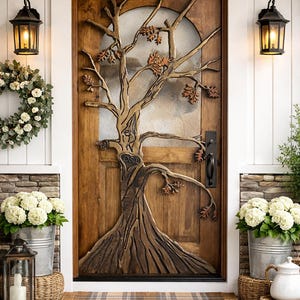 Hand-carved 3D Tree of Life Wooden Door: Custom Interior/exterior - Etsy