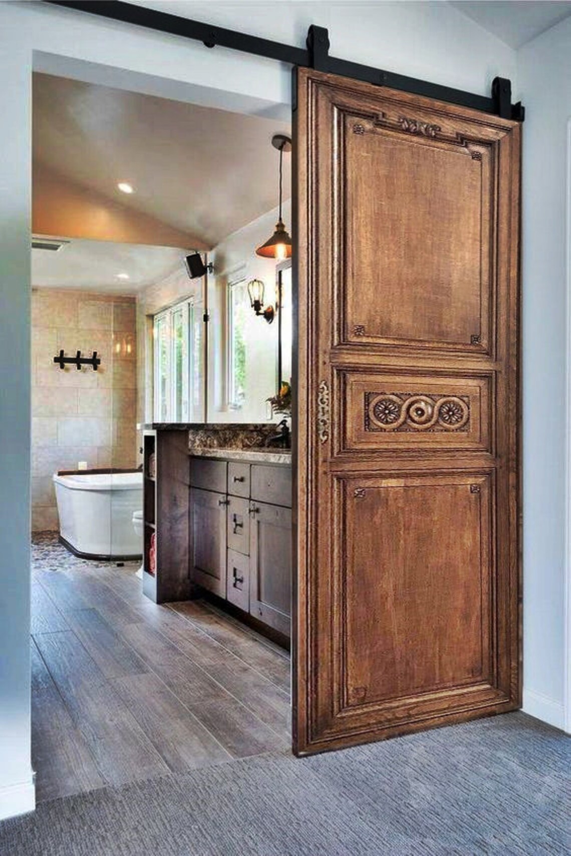 Rustic Hand Carved Barn Doors Custom Size Interior Exterior Etsy India