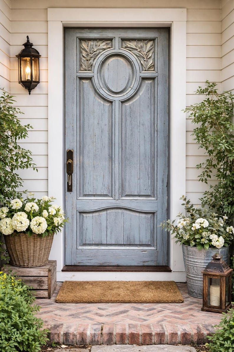 French Farmhouse Oval Medallion Door, Solid Wood Hand Carved Interior ...