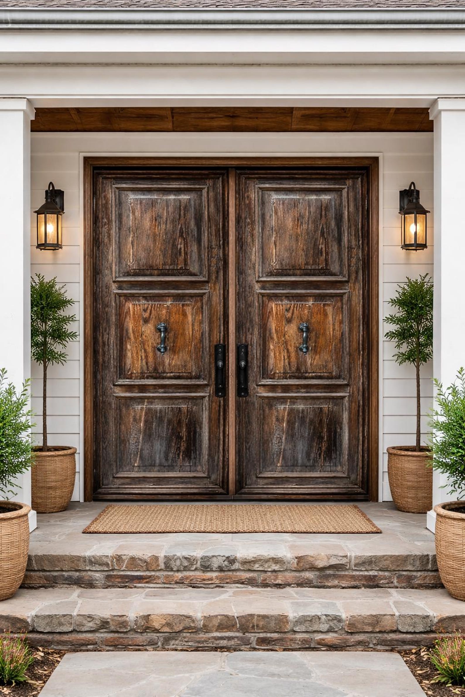 Rustic Farmhouse Solid Wood Panel Door, Custom Antique Style 3-panel ...