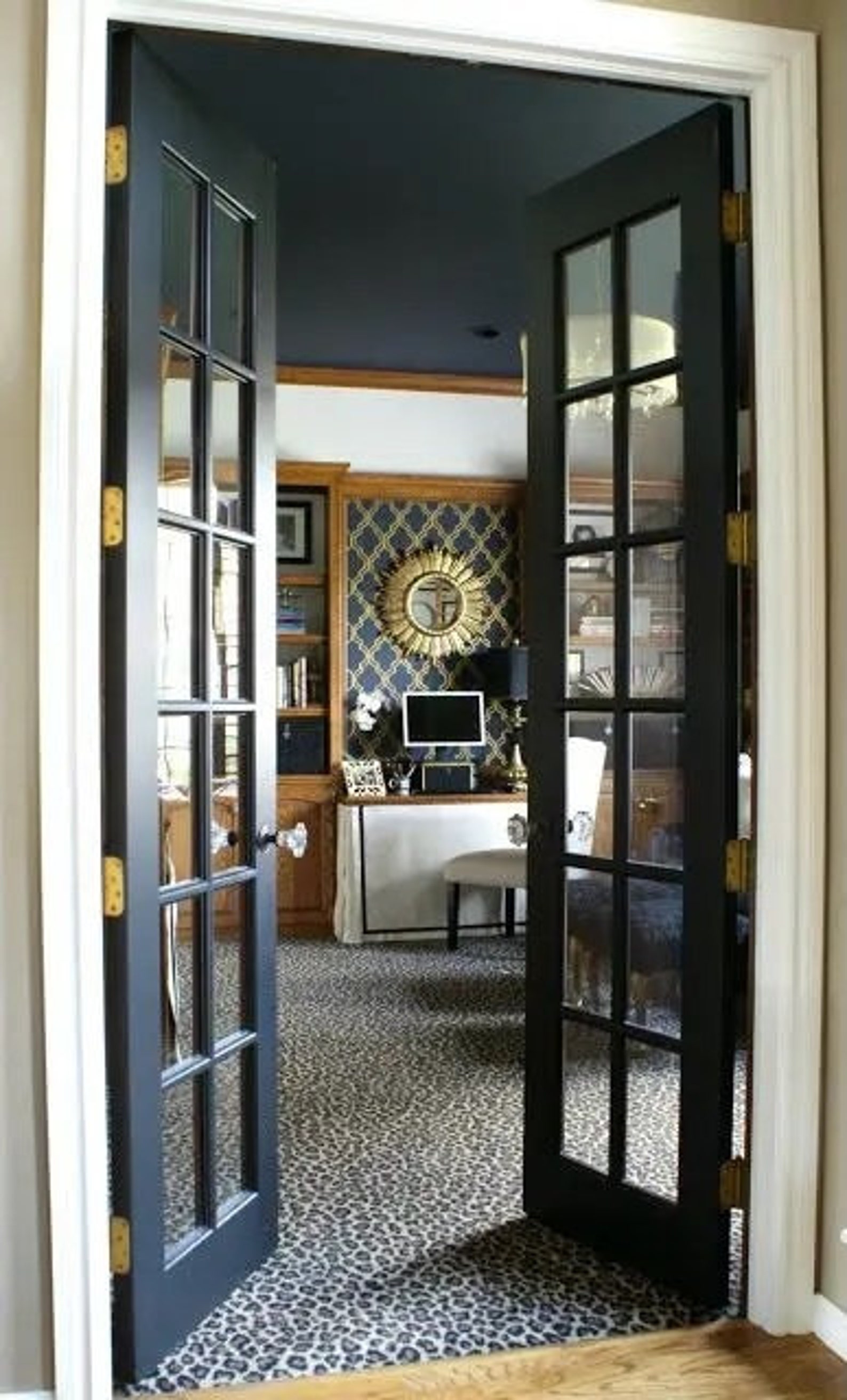 Antique Black Distressed French Door Custom Built Interior - Etsy Singapore