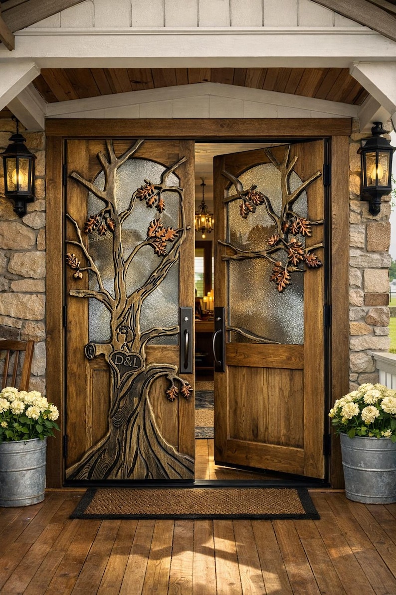 Hand-carved 3D Tree of Life Wooden Door: Custom Interior/exterior - Etsy