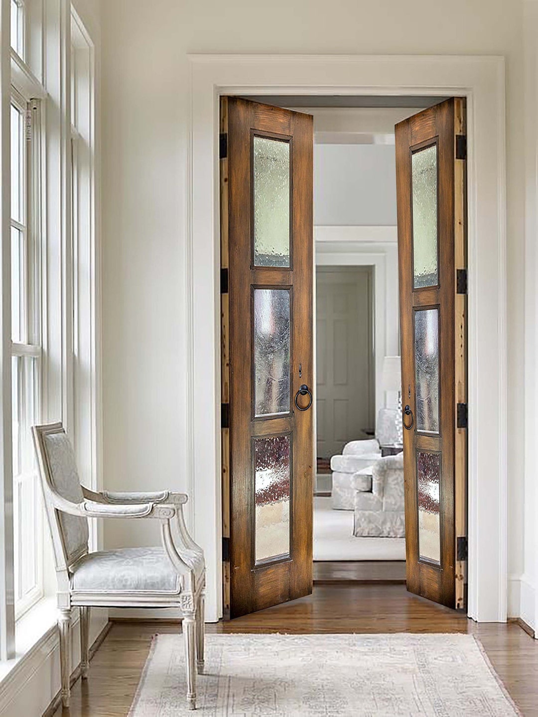 Rustic Wood French Door: Antique Style Glass Lite, Custom Size - Etsy