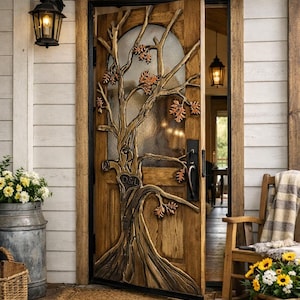 Hand-carved 3D Tree of Life Wooden Door: Custom Interior/exterior - Etsy