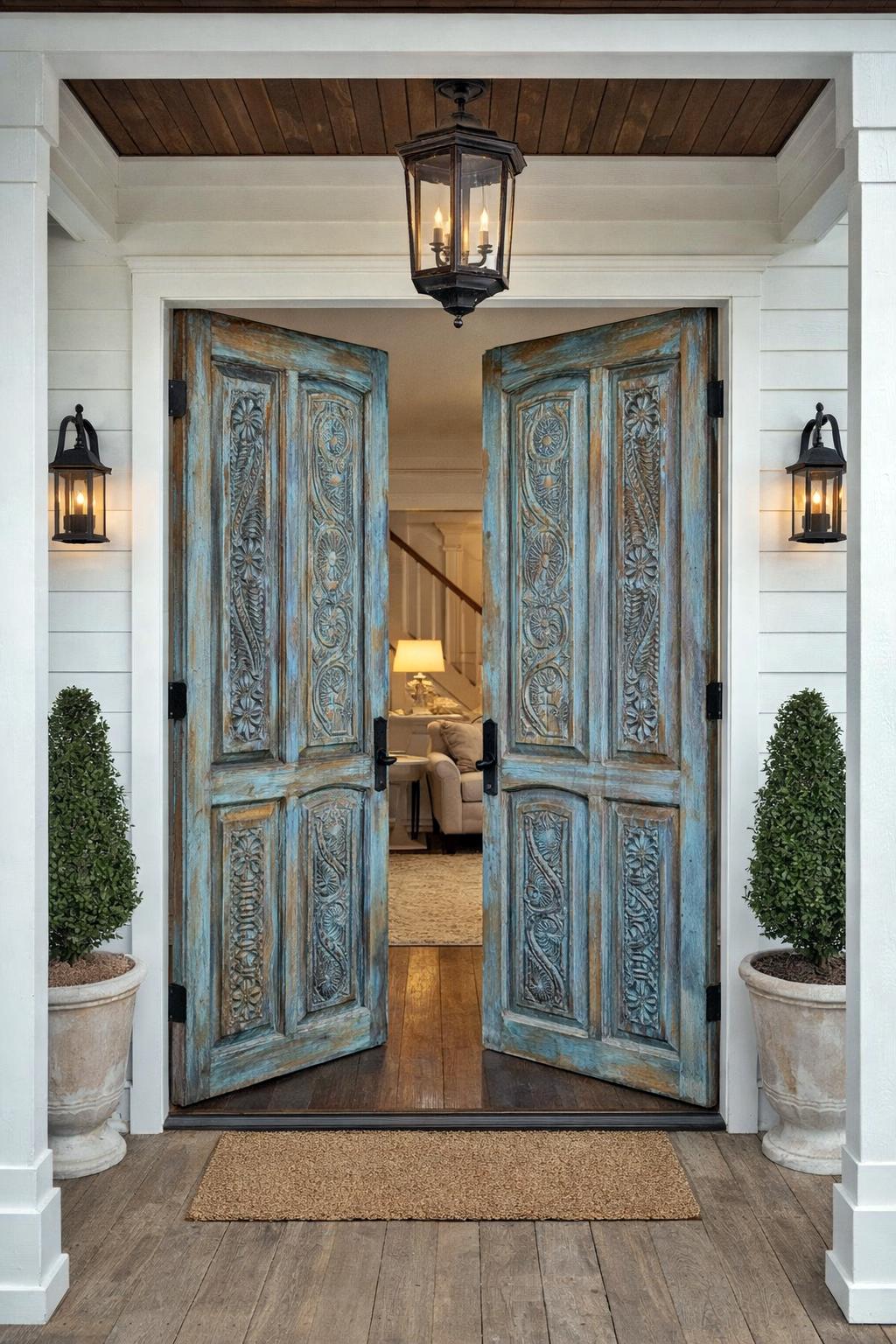 Custom Hand Carved Statement Door Rustic Farmhouse - Moroccan Solid ...
