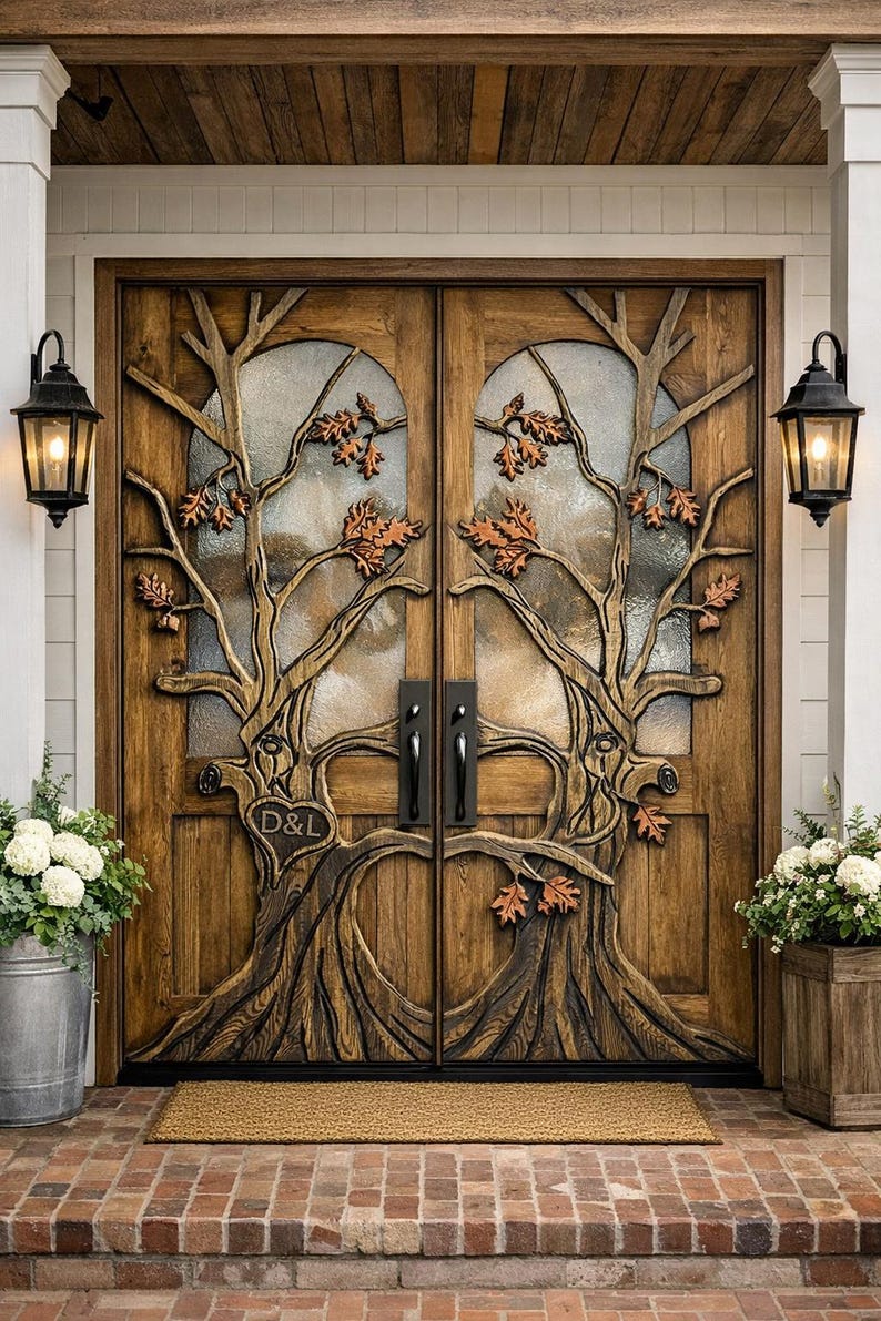 Hand-carved 3D Tree of Life Wooden Door: Custom Interior/exterior - Etsy