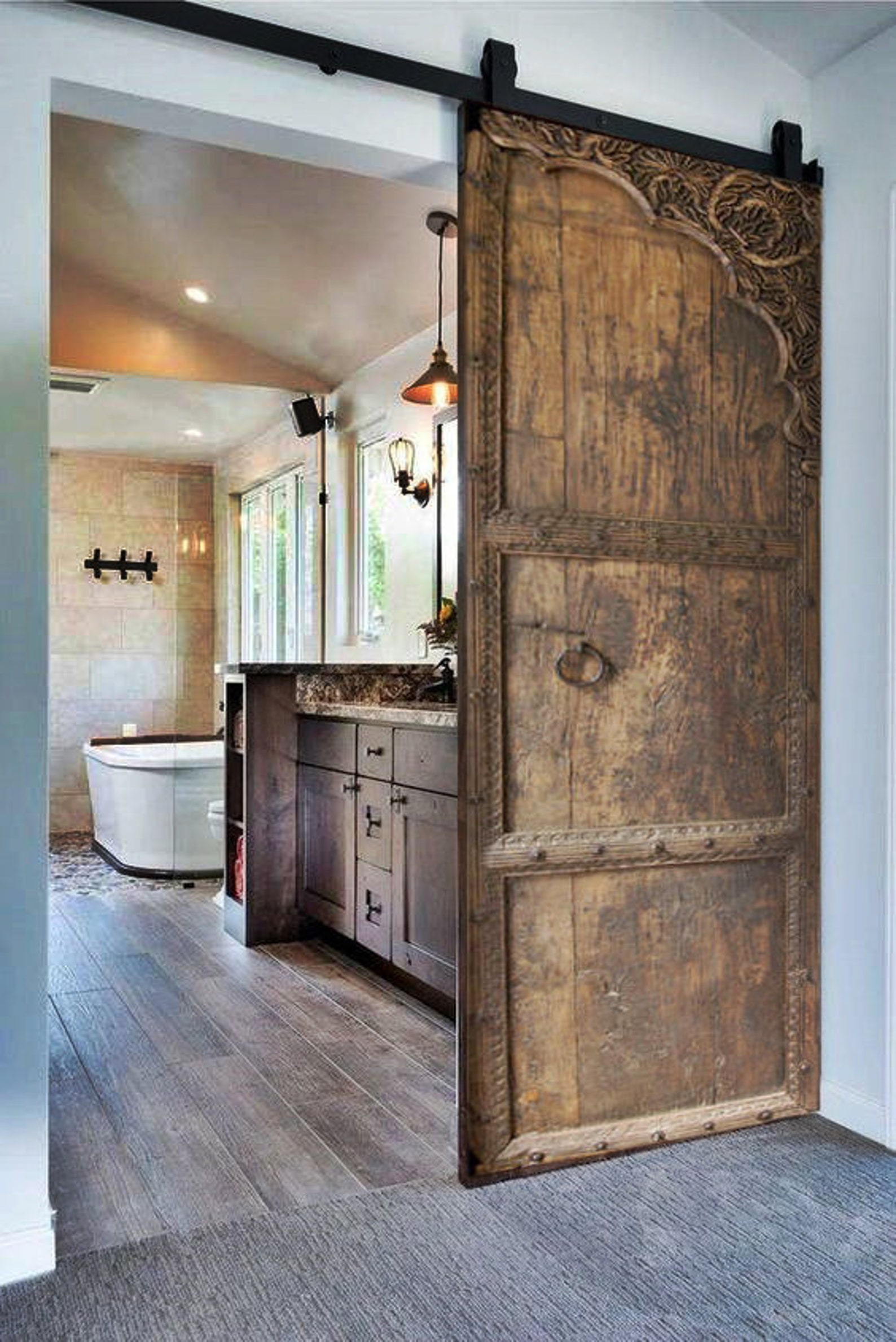 Hand-carved Distressed Barn Door Antique Doors Custom Size - Etsy