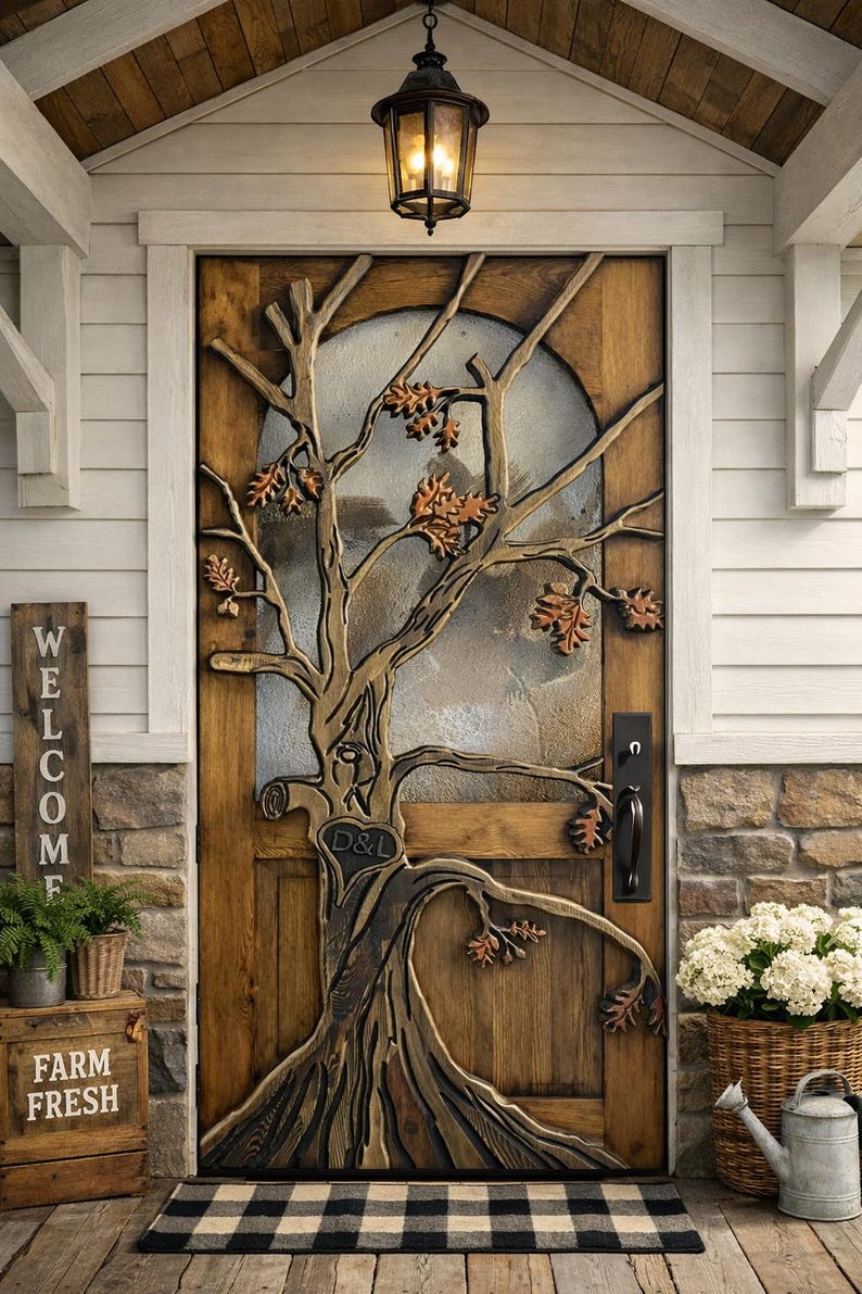 Hand-carved 3D Tree of Life Wooden Door: Custom Interior/exterior - Etsy