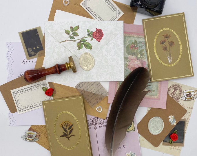 Letter Set in Vintage Coquette Style, Writing Set With Cards ...