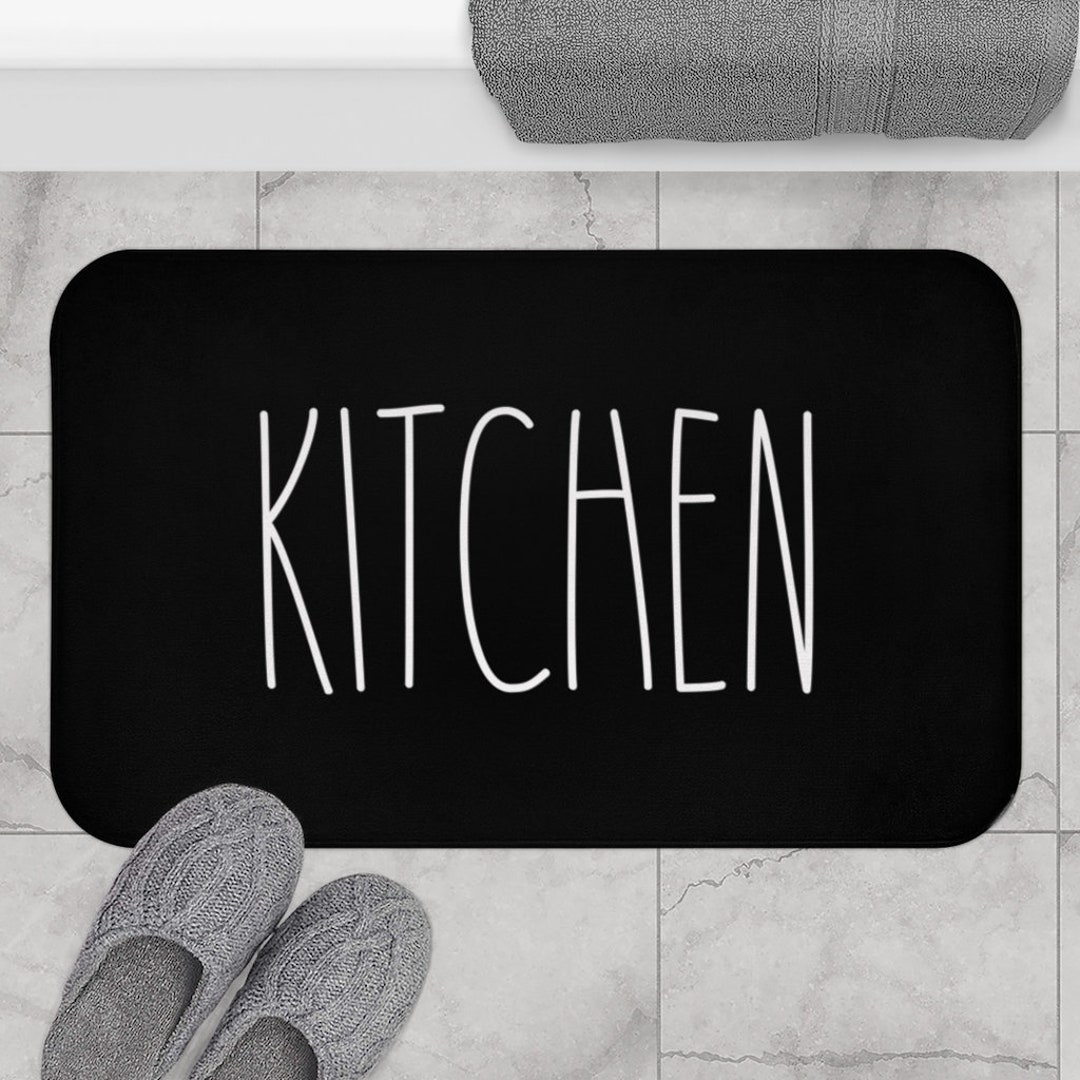 Black Colored Kitchen Floor Mat, Inspired Rae Dunn Style, Memory Foam ...