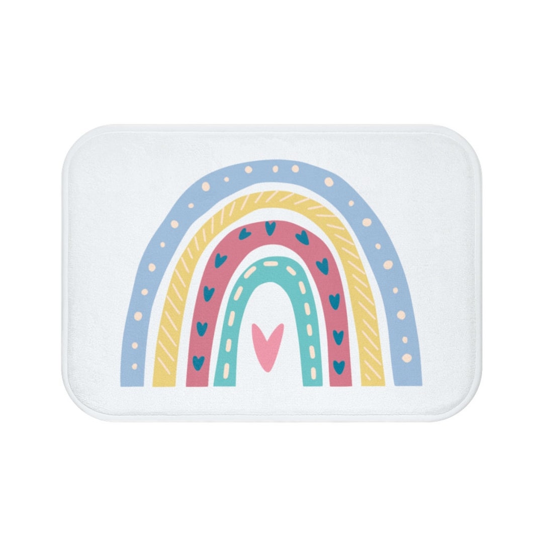 Cute Rainbow Bath Mat, Kids Bathroom Decor, Girl's Bathroom Bath Mat ...
