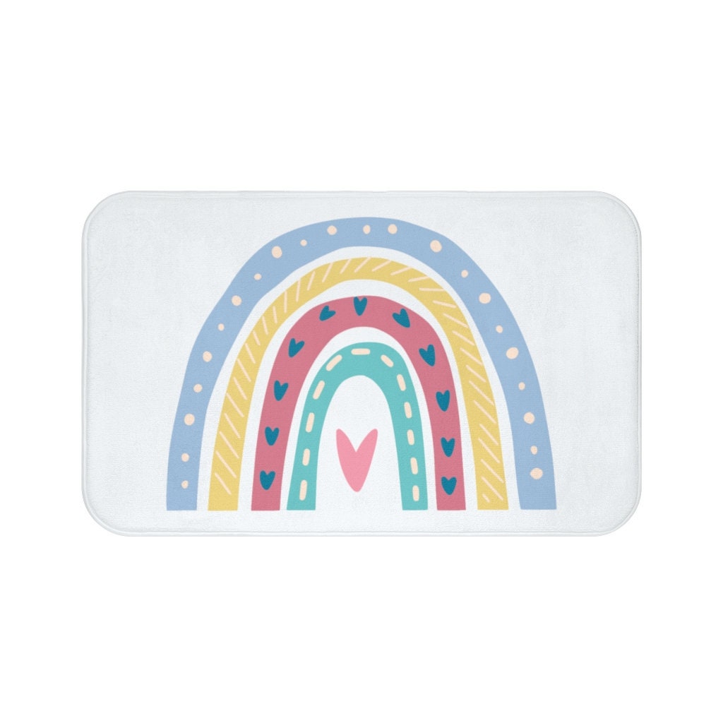 Cute Rainbow Bath Mat Kids Bathroom Decor Girl's - Etsy