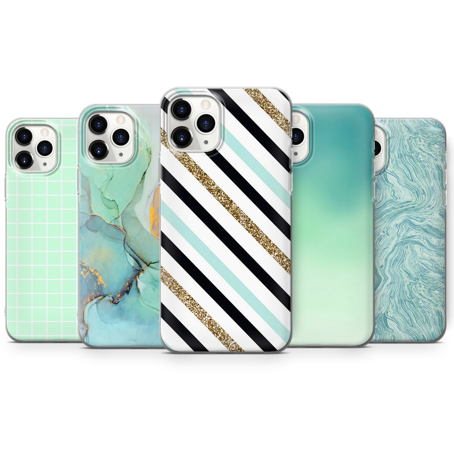 Mint Color Phone Case Stripe Marble Cover fit pour iPhone 12 | Etsy