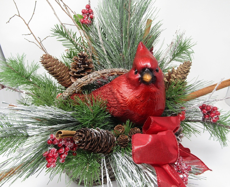Christmas Cardinal Centerpiece, Cardinal Decor, Country Christmas ...