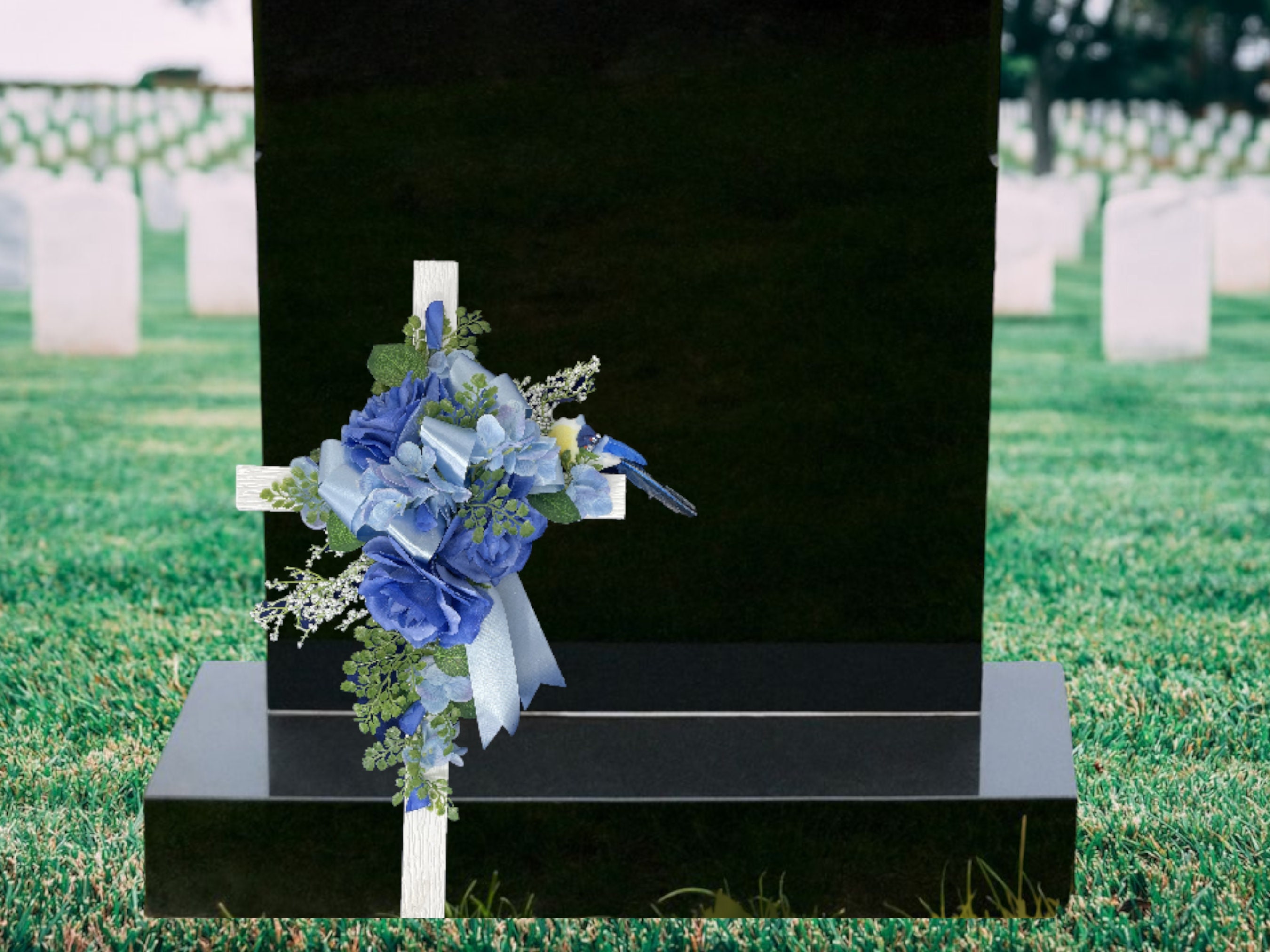 Cemetery Flowers Blue Graveside Cross Memorial Stake - Etsy
