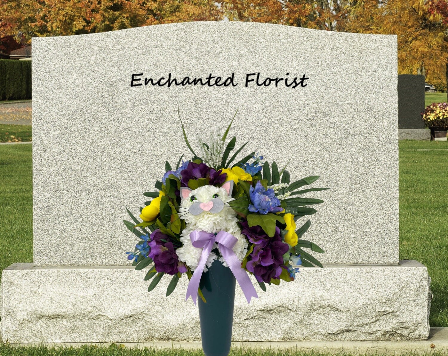Cemetery Flowers Grave Site Kitty Cat Memorial Vase - Etsy