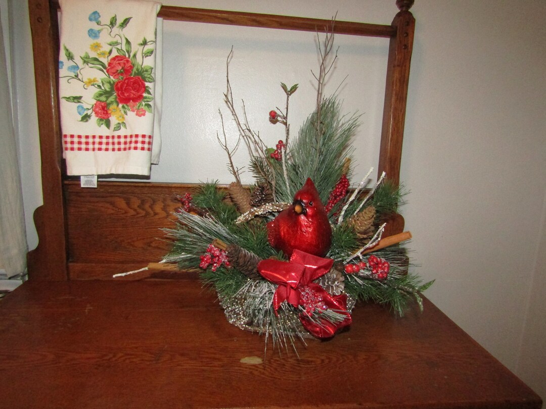 Christmas Cardinal Centerpiece, Cardinal Decor, Country Christmas ...