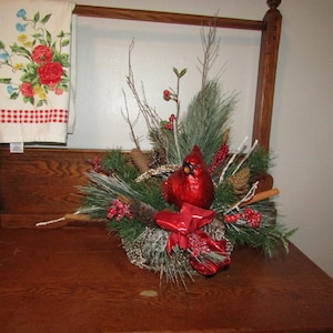 Christmas Cardinal Centerpiece, Cardinal Decor, Country Christmas ...