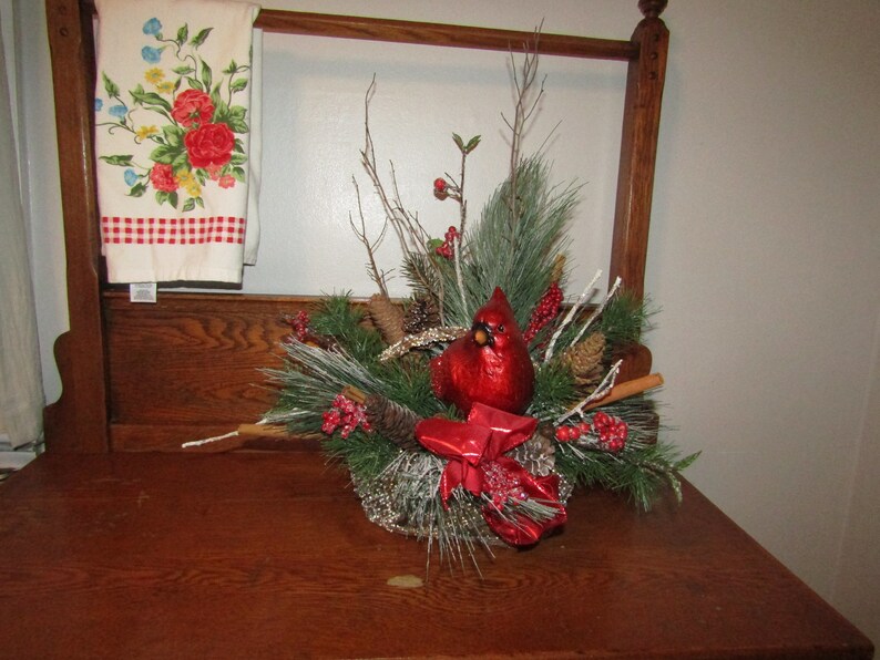 Christmas Cardinal Centerpiece, Cardinal Decor, Country Christmas ...