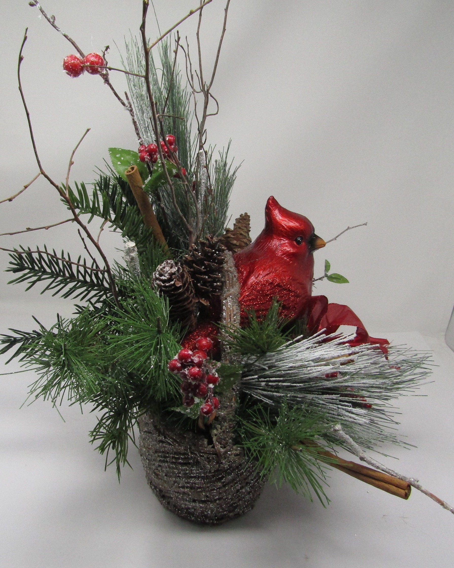 Christmas Cardinal Centerpiece, Cardinal Decor, Country Christmas ...