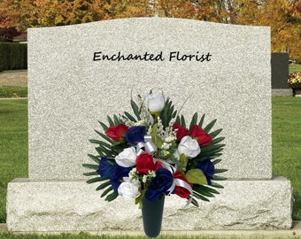 Patriotic Red,white, and Blue ,artificial Cemetery Flowers, Grave ...