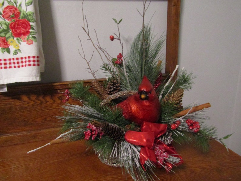 Christmas Cardinal Centerpiece, Cardinal Decor, Country Christmas ...
