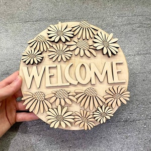 Welcome Daisy Door Hanger Sign File SVG, Daisy Laser Decor, Summer ...