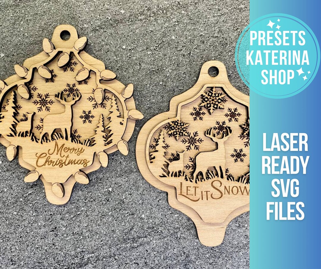 Christmas Ornament SVG Bundle | Glowforge Ornament Files | Deer ...