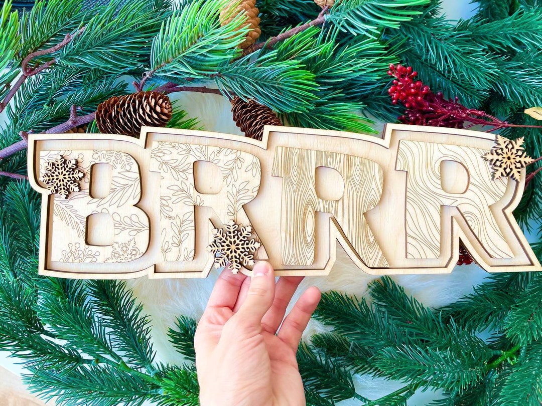 Brrr Word Block SVG | Glowforge Laser | Mantle Decor Svg | Christmas ...