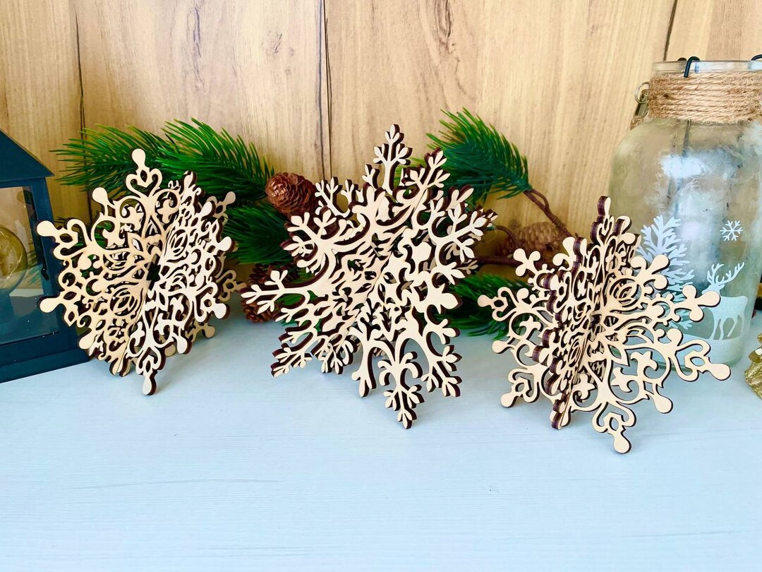 3D Snowflakes Set of 3 SVG Digital Download for Glowforge,christmas ...