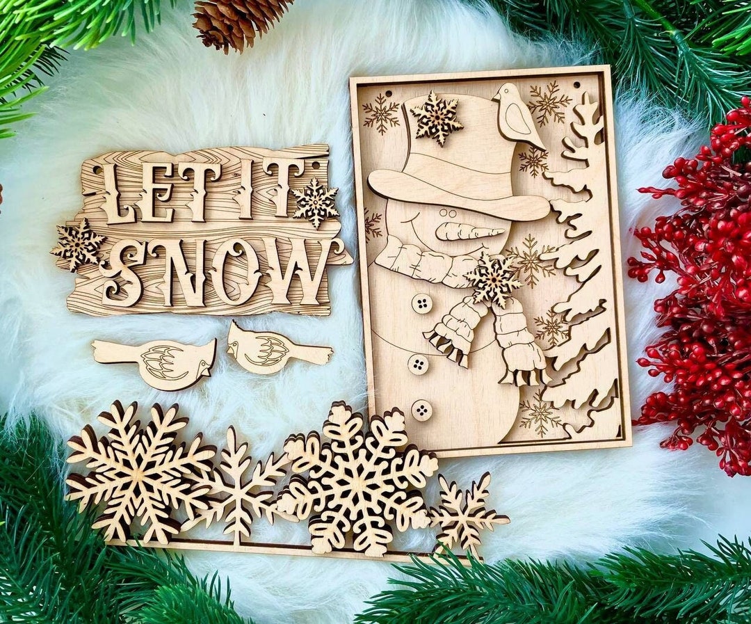 Small Let It Snow Sign Laser Cut File,laser Ready Interchangeable Post ...