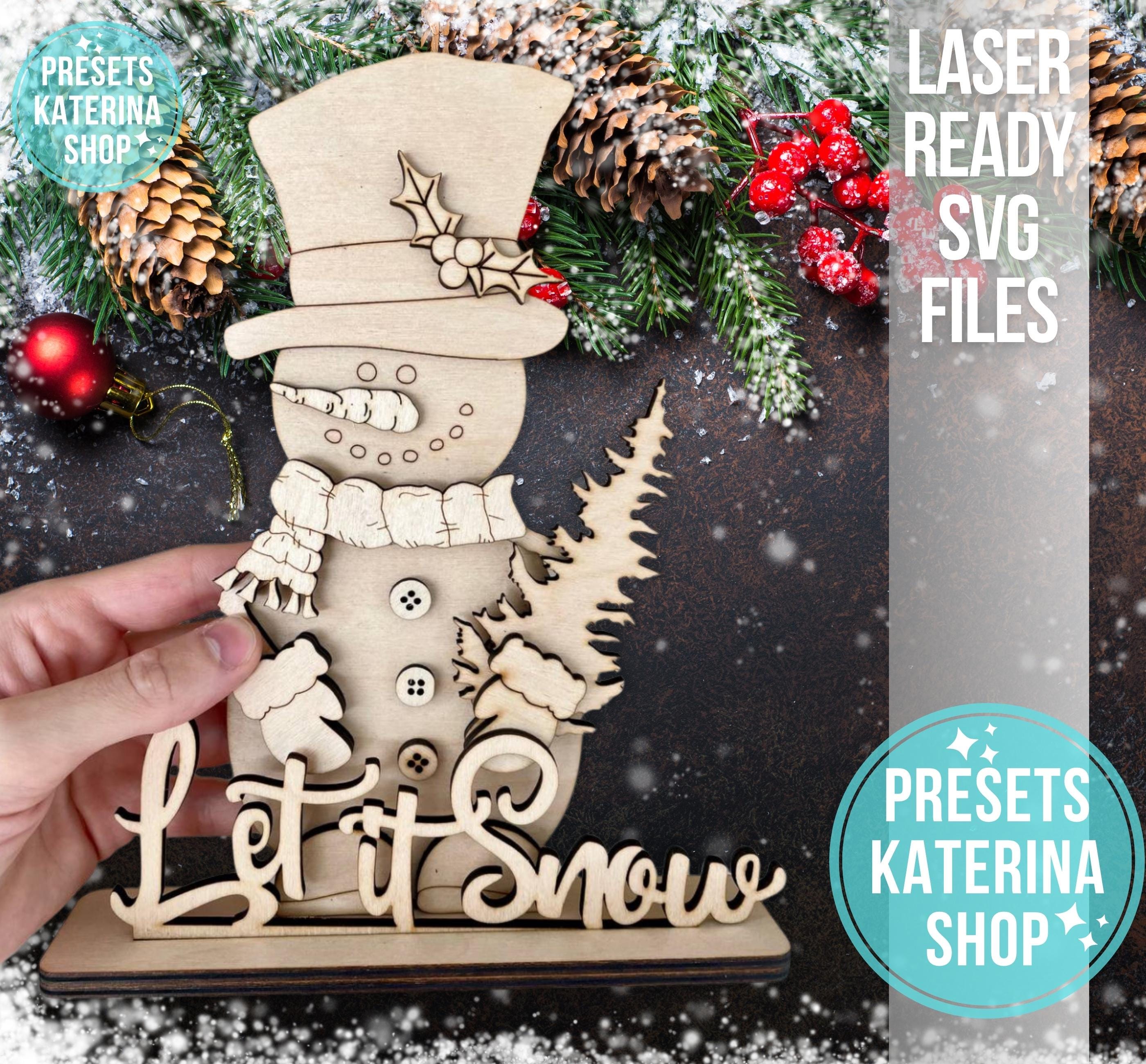 Snowman Laser Cut File,winter Snowman Snowflake Laser File, Glowforge ...