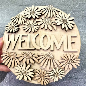 Welcome Daisy Door Hanger Sign File SVG, Daisy Laser Decor, Summer ...