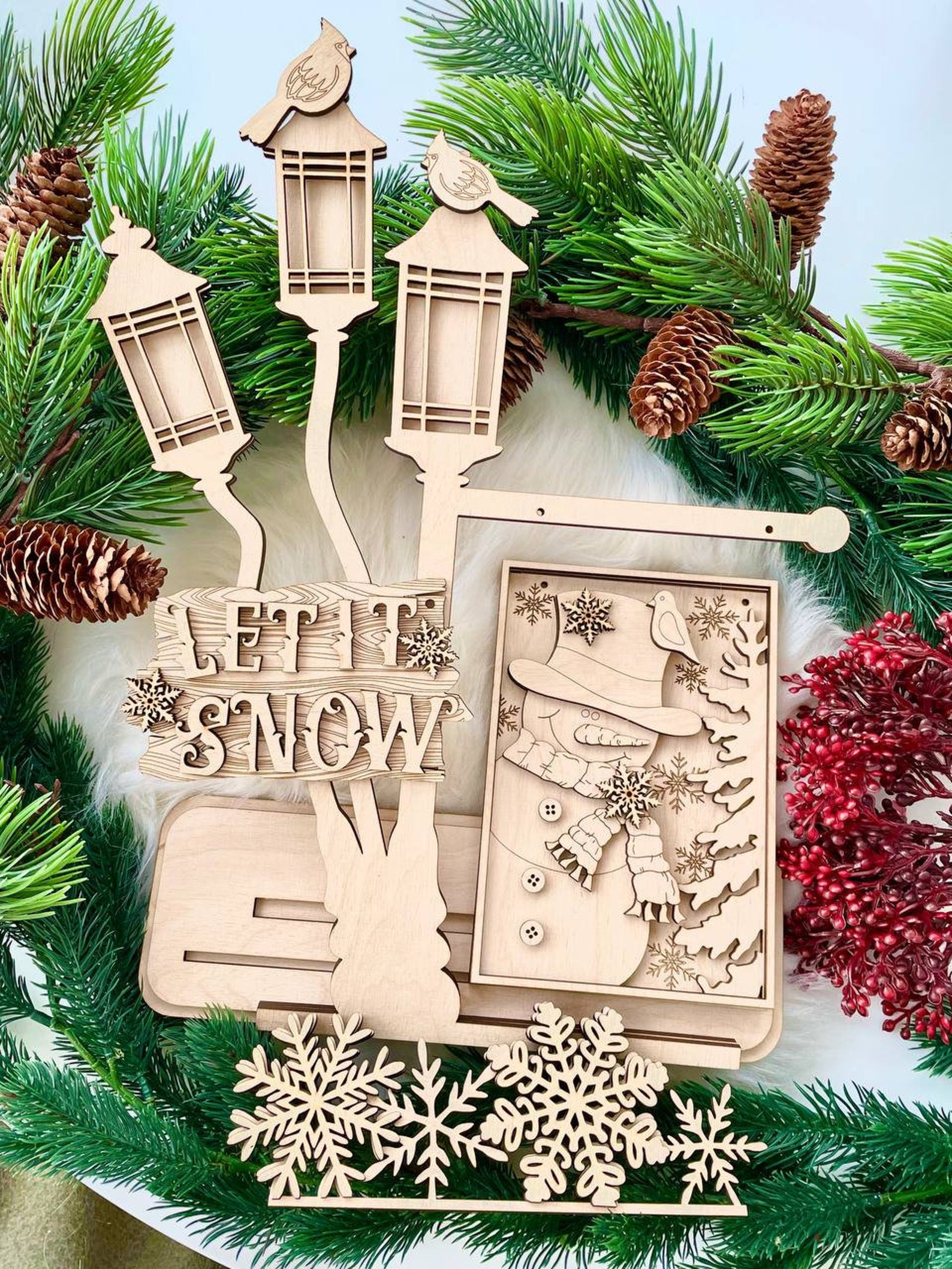 Small Let It Snow Sign Laser Cut File,laser Ready Interchangeable Post ...