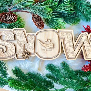 Snow Word Block SVG | Glowforge Laser | Mantle Decor Svg | Christmas ...