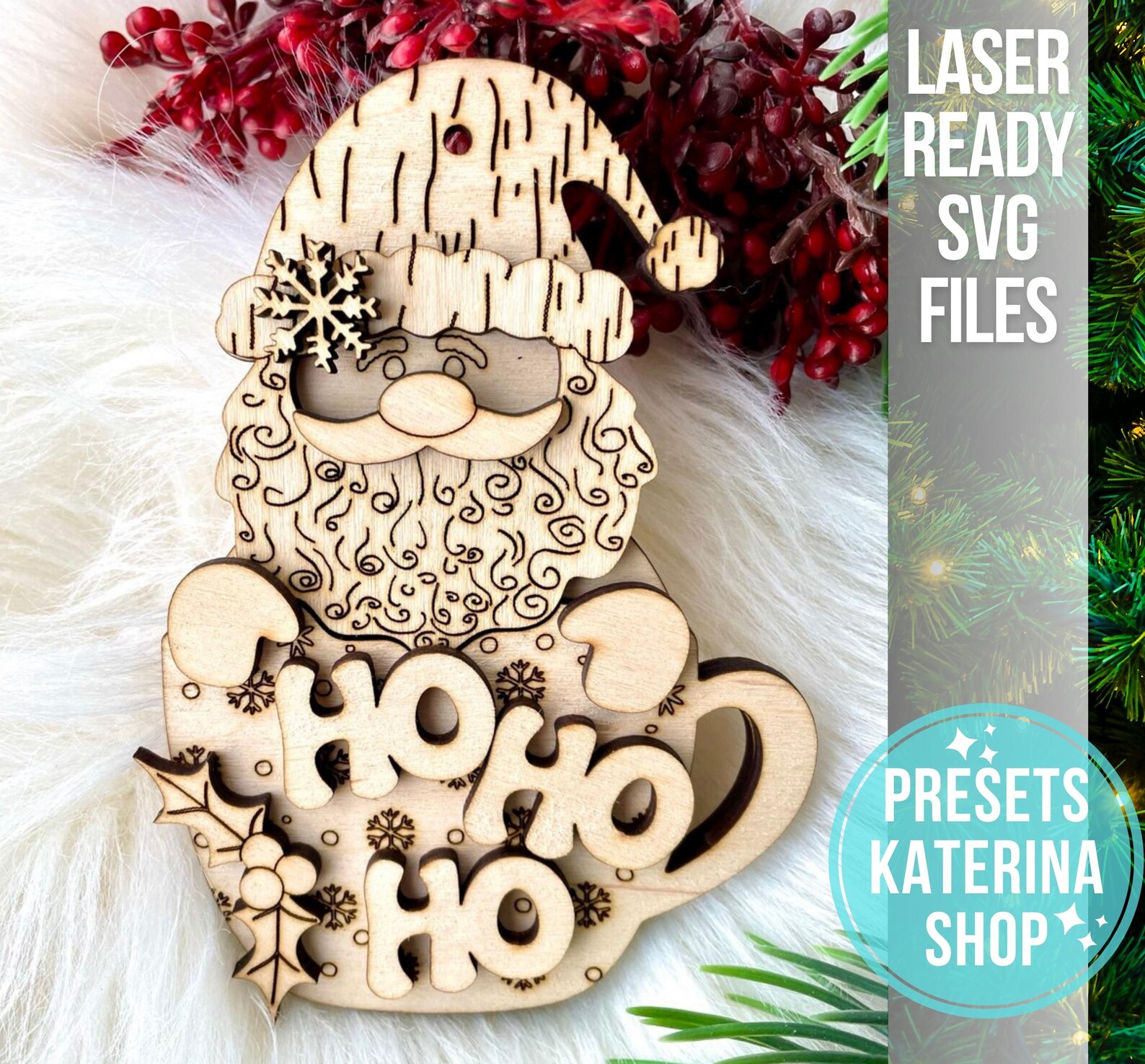 Santa Cocoa Mug Ho Ho Ho SVG File ,santa Shelf Sitter Digital Cut File ...