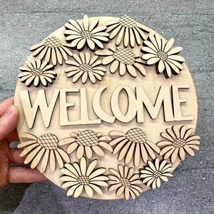 Welcome Daisy Door Hanger Sign File SVG, Daisy Laser Decor, Summer ...