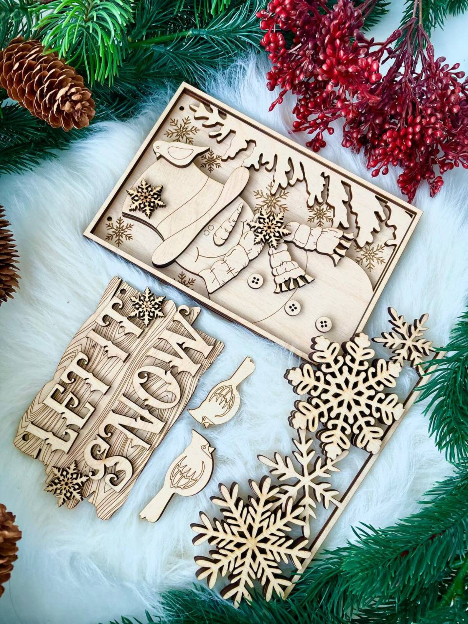 Small Let It Snow Sign Laser Cut File,laser Ready Interchangeable Post ...