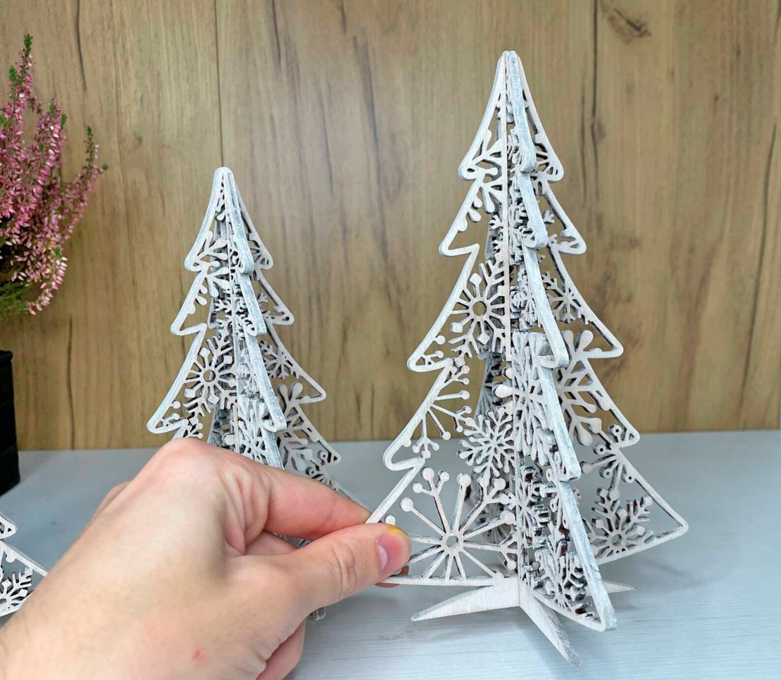 3D Snowflake Standing Trees Set of 3 SVG Files Glowforge of - Etsy