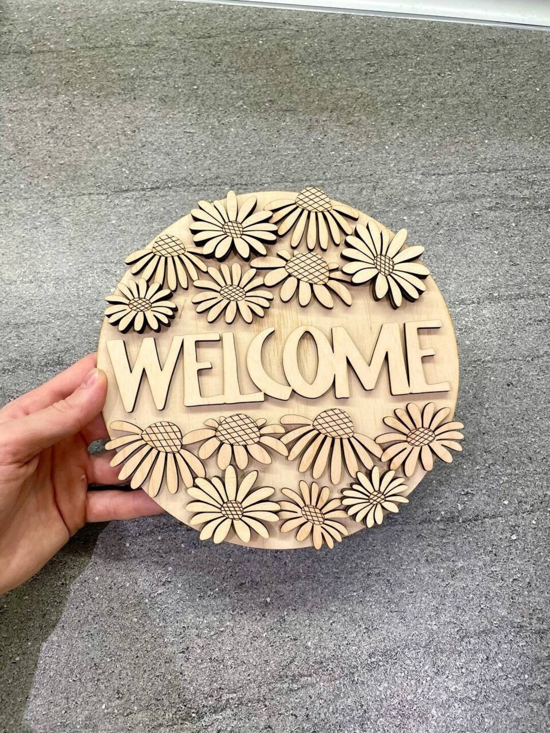 Welcome Daisy Door Hanger Sign File SVG, Daisy Laser Decor, Summer ...