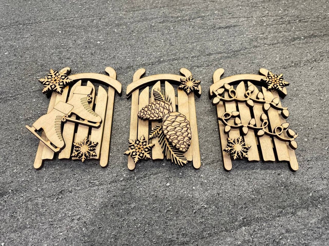 Christmas Sleigh Ornament Bundle Laser Cut File, Christmas Ornament Svg ...