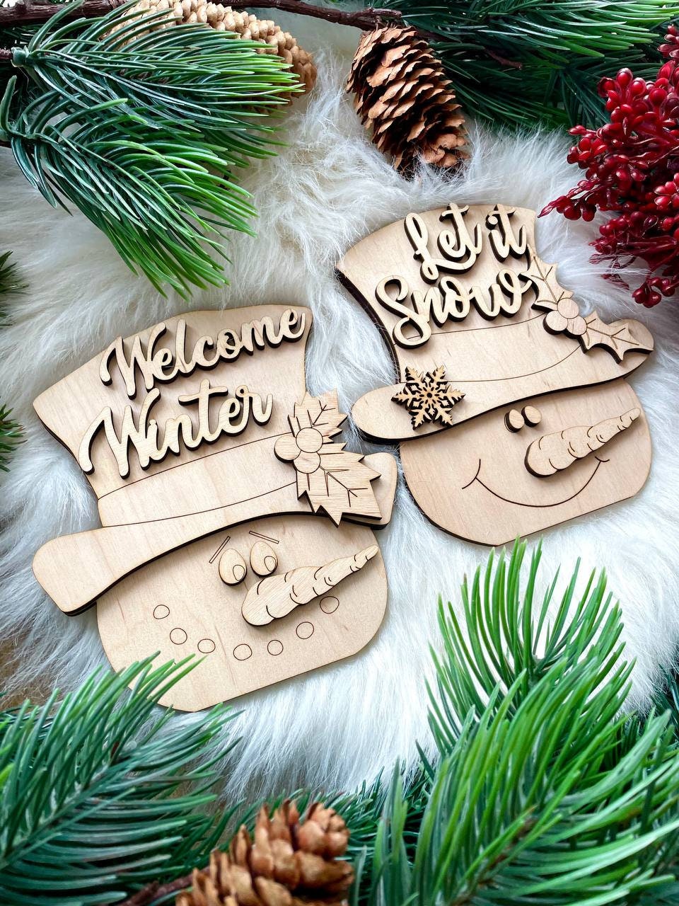 Winter Snowman Head SVG Snowbird Cardinal Winter SVG Snowman Laser Cut ...