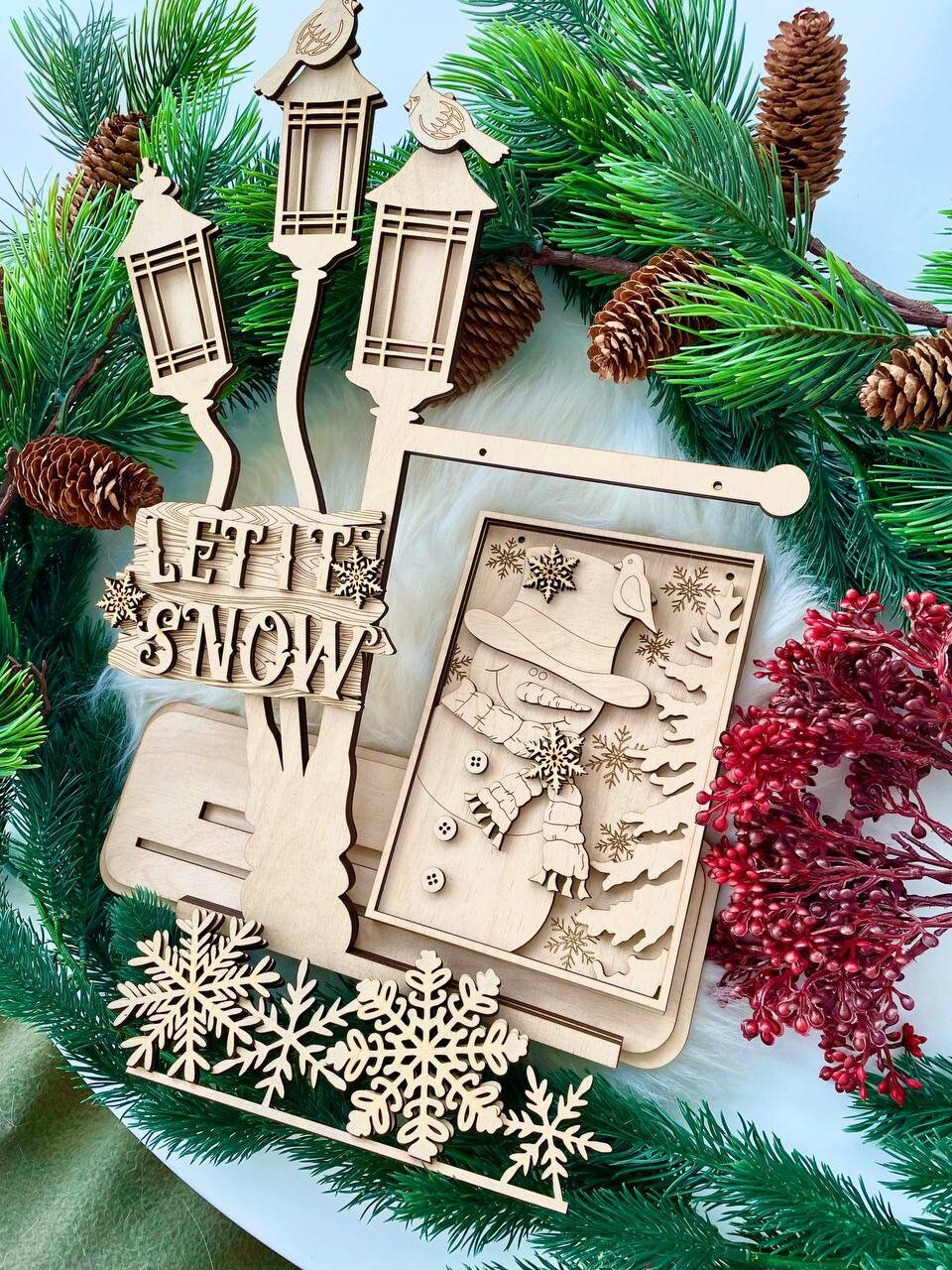 Small Let It Snow Sign Laser Cut File,laser Ready Interchangeable Post ...