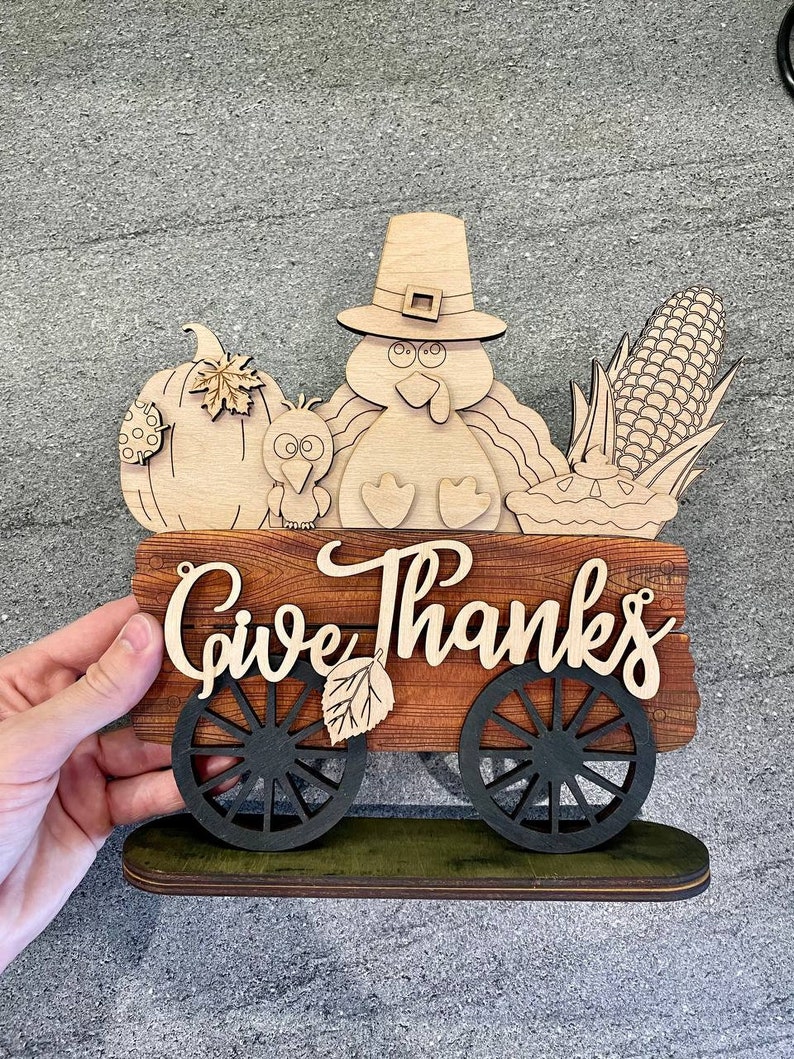 Standing Thanksgiving Sign SVG for Laser Cutting: Farmhouse Home Decor ...