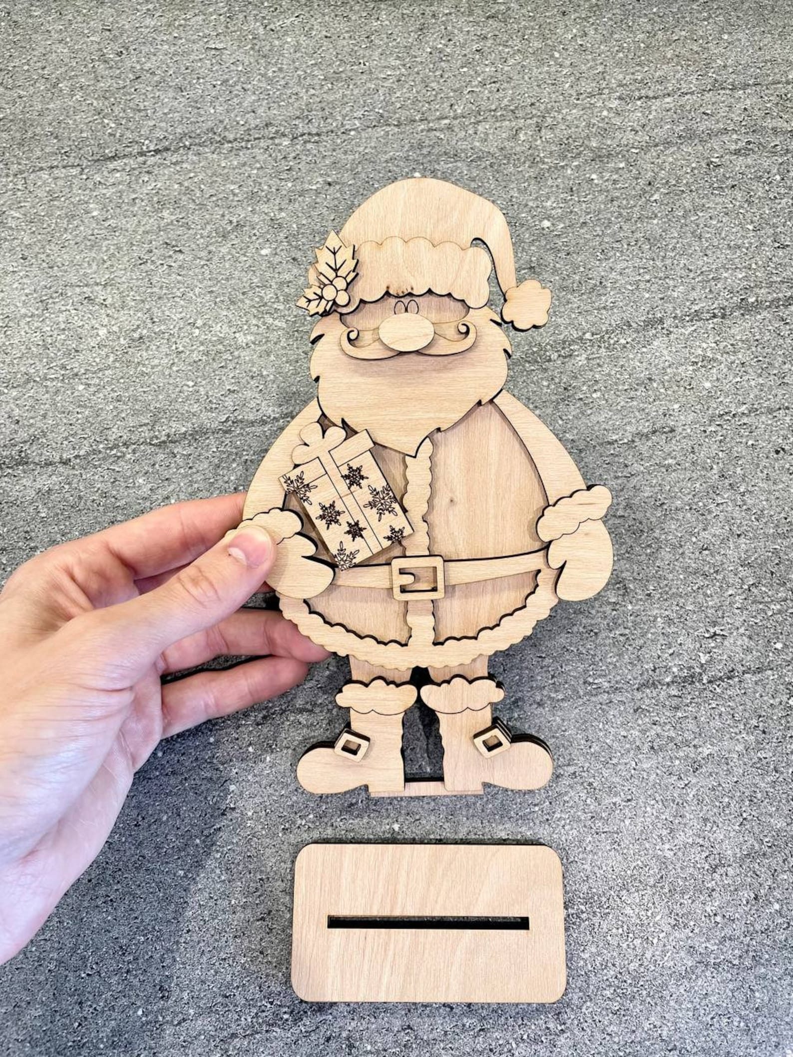 Standing Mini Santa SVG File - Laser Cutting for Christmas Shelf Decor ...